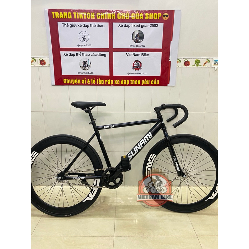 Xe đạp thể thao single speed & fixed gear tsunami màu đen bánh 6 phân ...