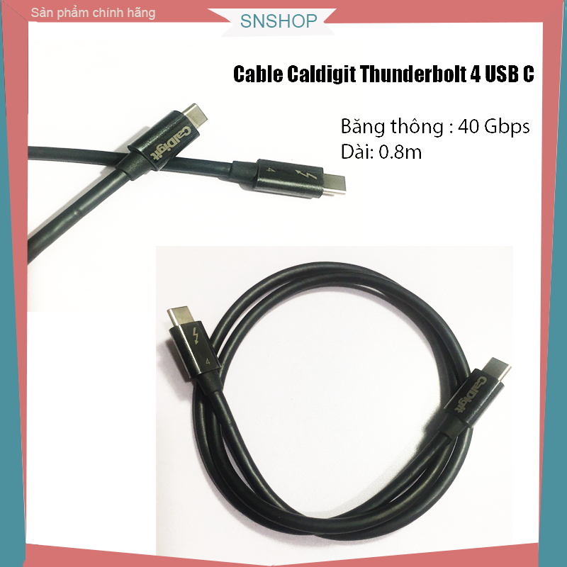 Dây cáp cable Caldigit Thunderbolt 4 USB-C với băng thông 40 Gbps, Công suất 100W dùng cho ...