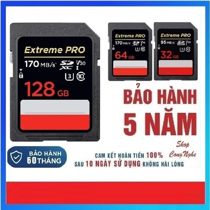 Thẻ nhớ SD 32G 64G 128G 256G Ultra Class 10 và Extreme Pro tốc độ cao cho máy ảnh, máy quay ...