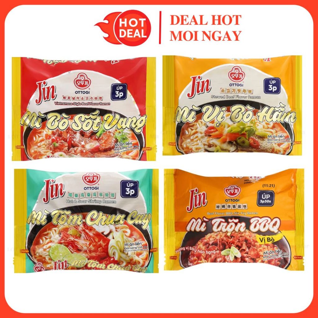 Mì Ăn Liền Jin Ottogi Đủ Vị Tôm Chua Cay/Lẩu Thái/Mì Trộn/Không Cay | Shopee Việt Nam