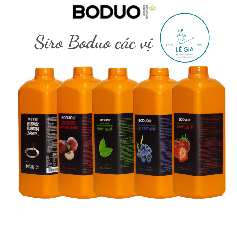 Siro Boduo vị dâu,đào,việt quất ,bạc hà,táo xanh ,đường đen,chanh le chai 2l ,sữa chua 900g ...