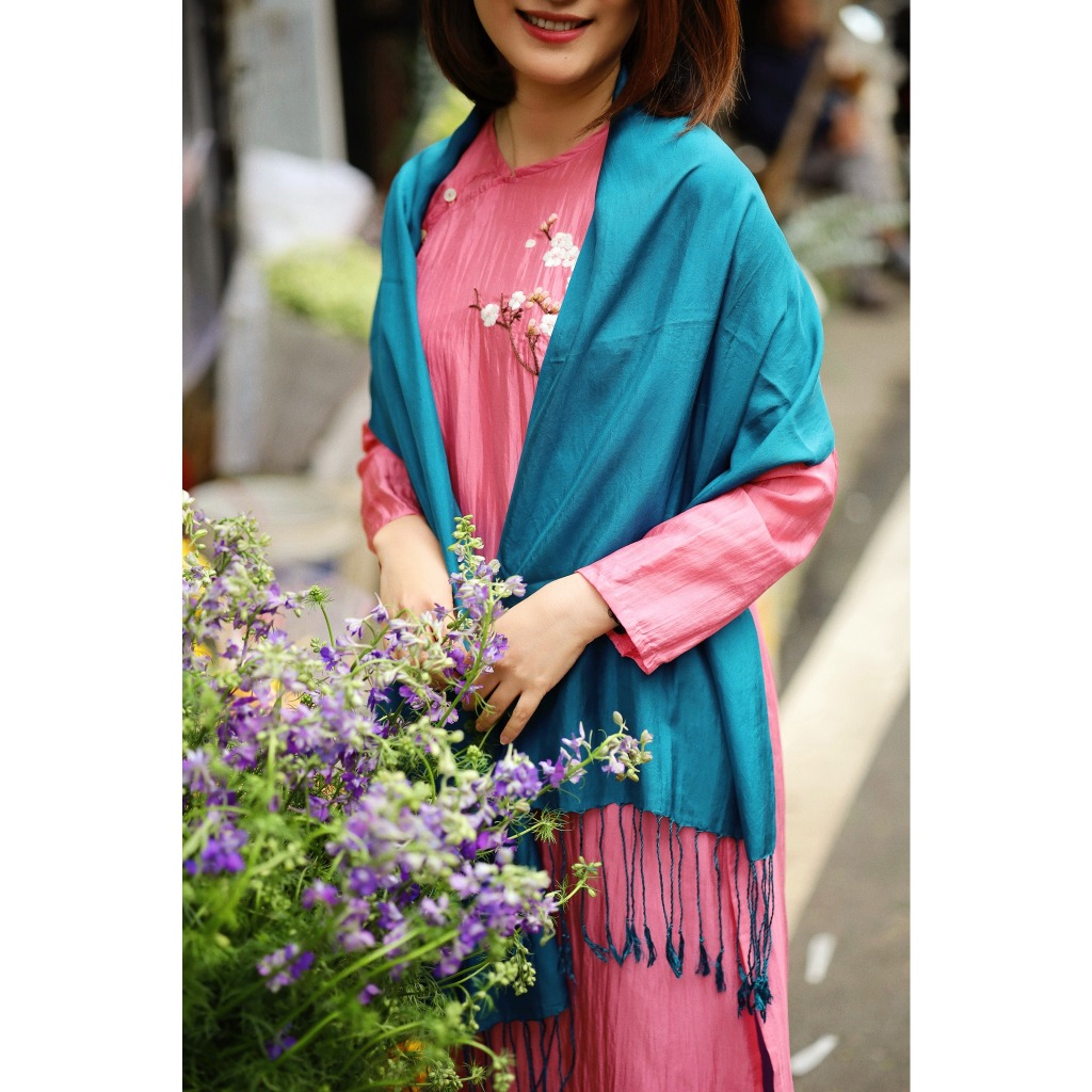 Khăn choàng lụa tơ tằm CHẤT SILK cho nữ từ sợi tơ tằm lõi nhỏ có tua ...