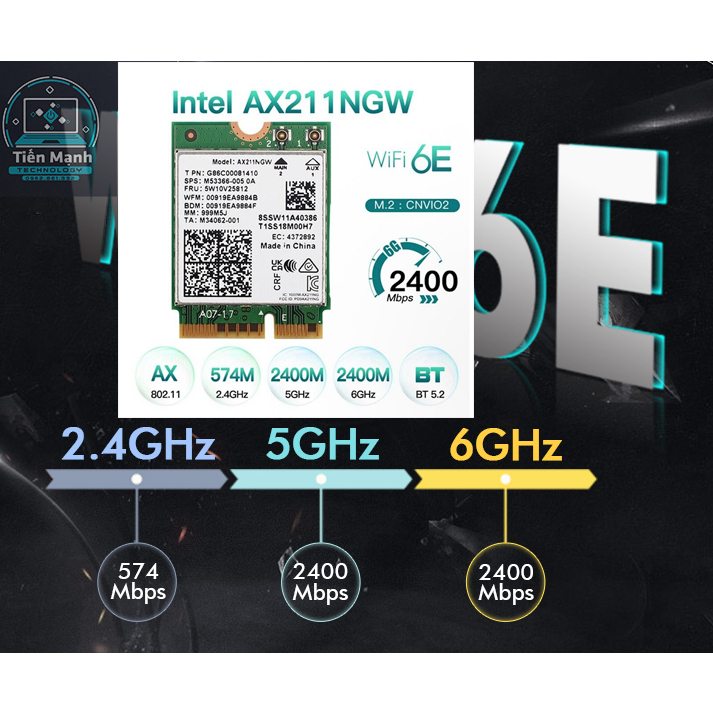 Card wifi 6E Intel AX 211 Cnvio2 2,4-5-6Ghz tích hợp Bluetooh 5.2 cho CPU 10th | Shopee Việt Nam
