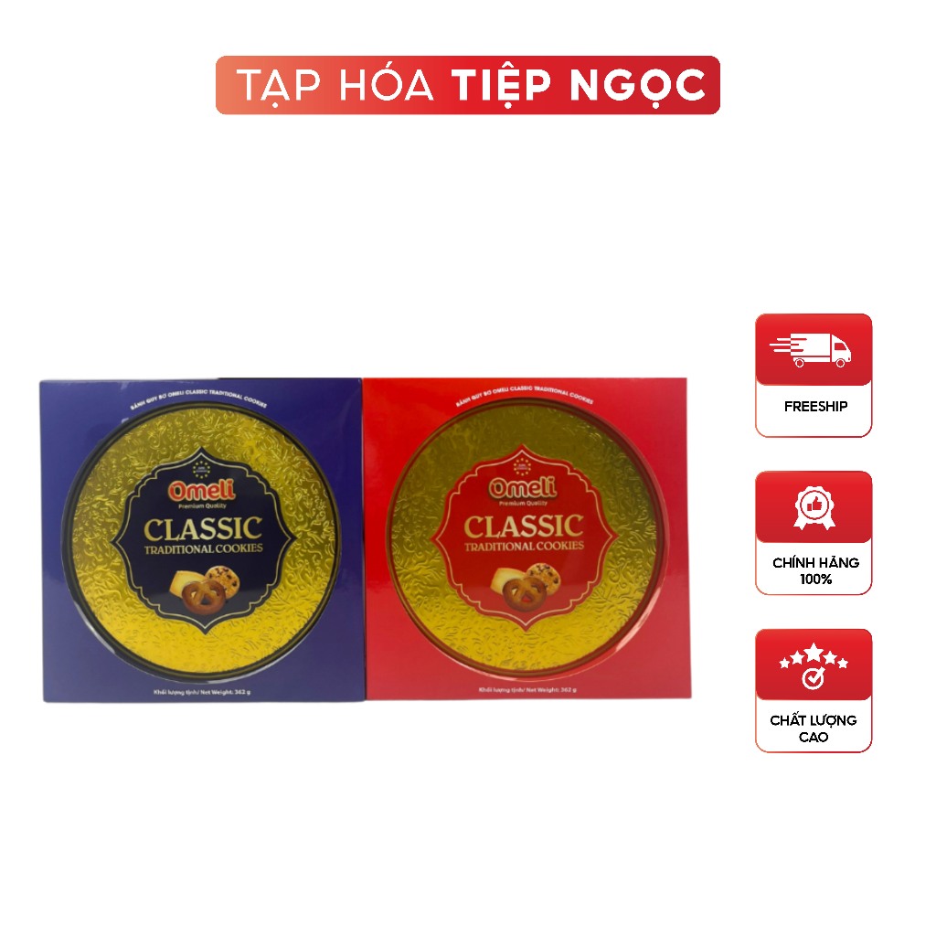 Bánh Classic Cookies Omeli, Bánh Quy Bơ Hộp Thiếc 362g | Shopee Việt Nam