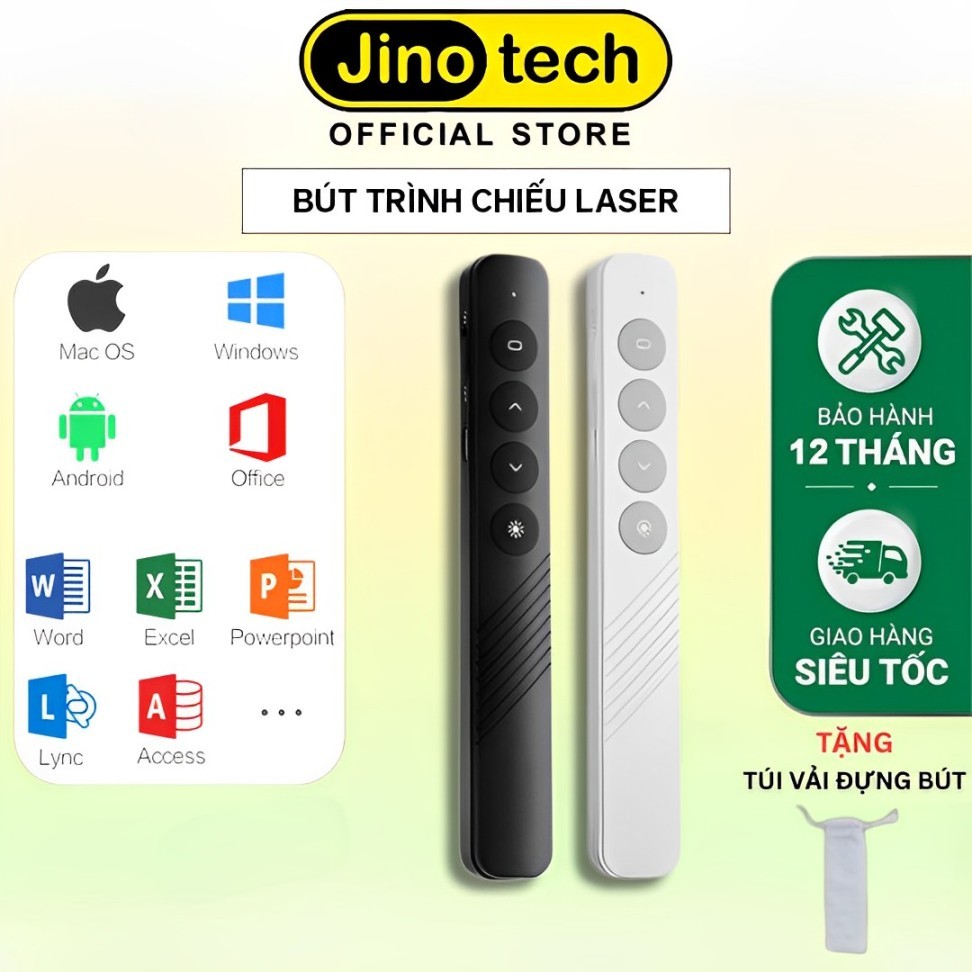 Bút Trình Chiếu Power point Thuyết Trình Laser JINOTECH PM6 Chiếu Slide Điều khiển 2 Màn Hình ...