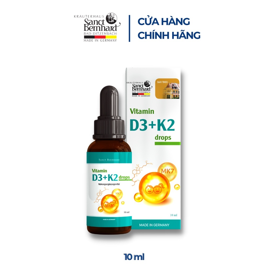 Vitamin D3K2 drops 10ml tăng cường hấp thu canxi giúp xương răng chắc ...
