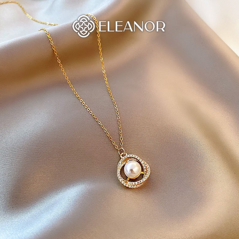 Dây chuyền nữ titan Eleanor Accessories mặt tròn ngọc trai nhân tạo phụ ...