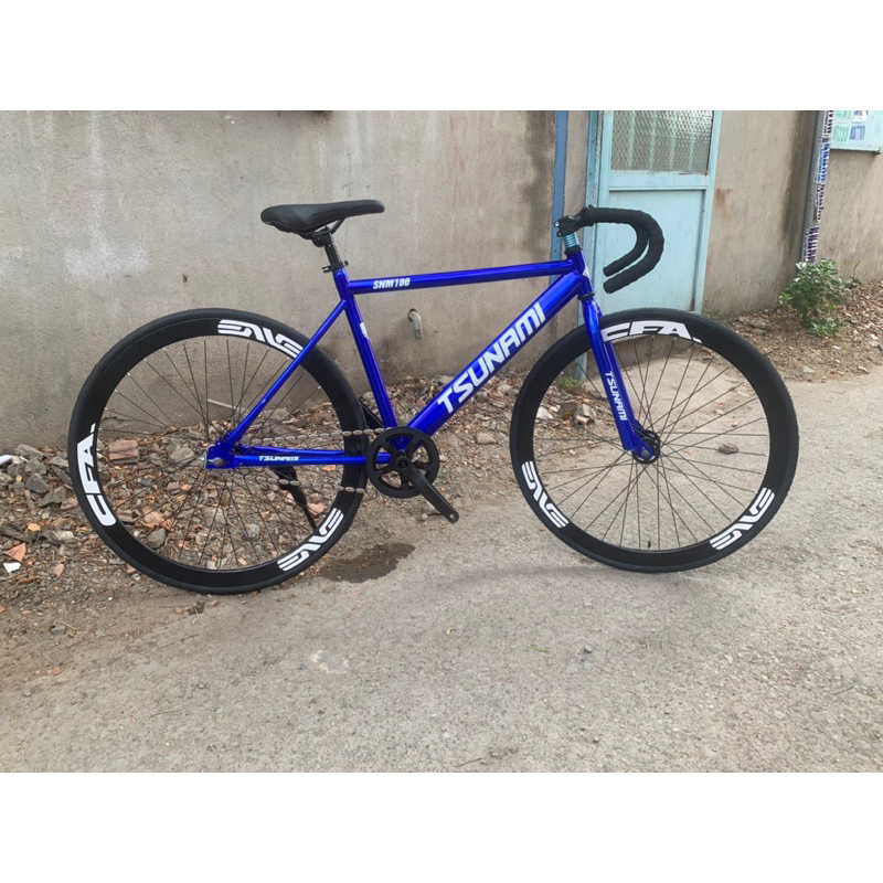 Xe Đạp Single Speed (Đạp Lùi Là Phanh) Khung Xanh Dương - Bánh Đen ...