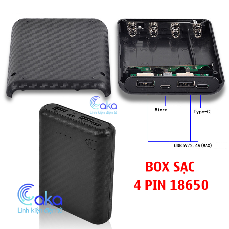 Box Sạc Pin Dự Phòng 4 Pin 18650 cổng Type-C | Shopee Việt Nam