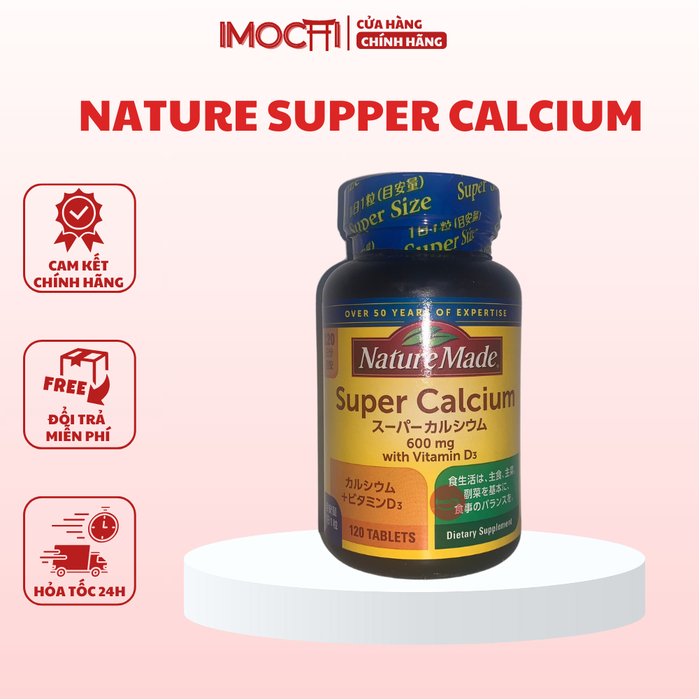 Viên uống bổ sung Canxi và Vitamin D Nature Made Supper Calcium 120 ...