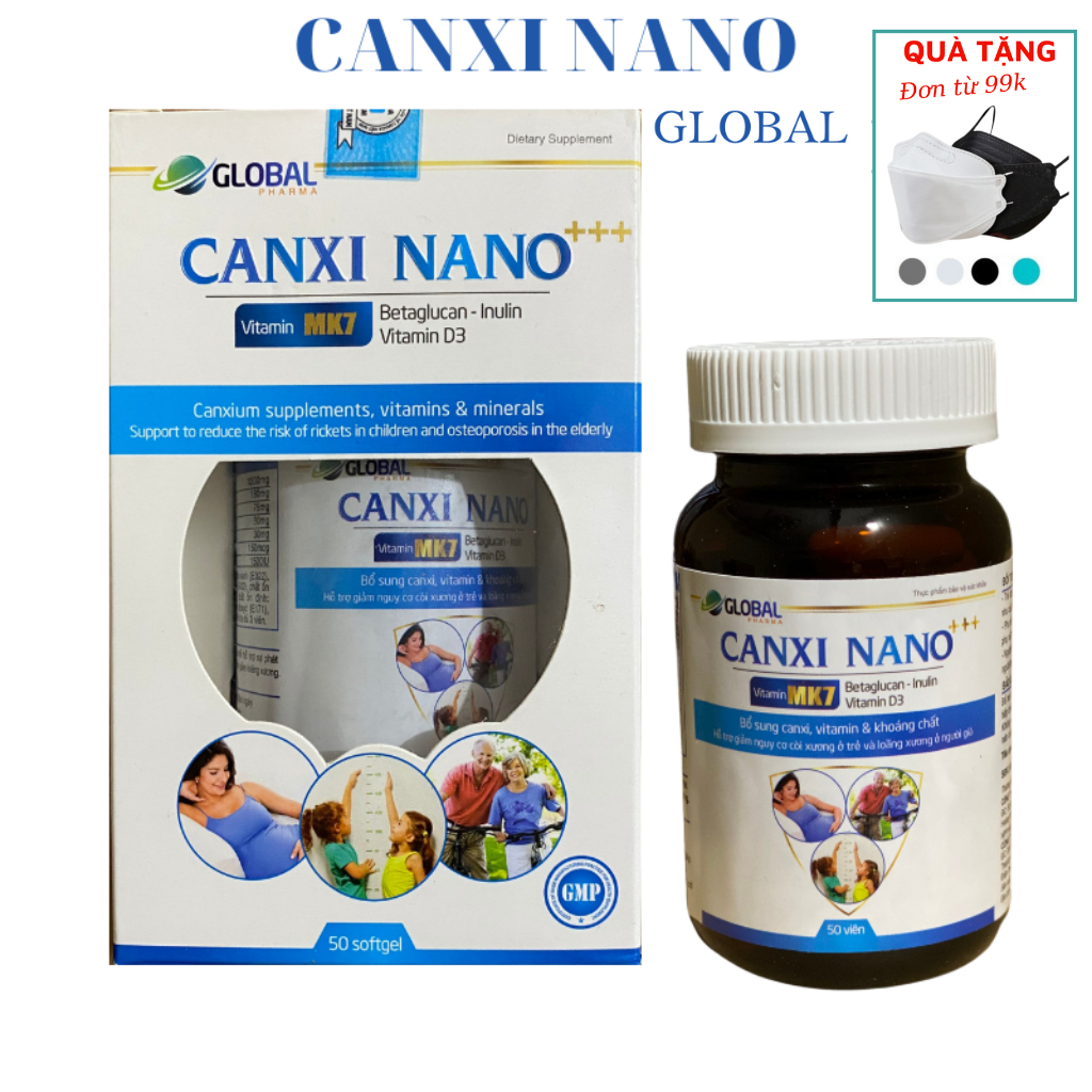 Viên uống Canxi Nano MK7 phát triển chiều cao, chắc khỏe xương - Hộp 50 ...