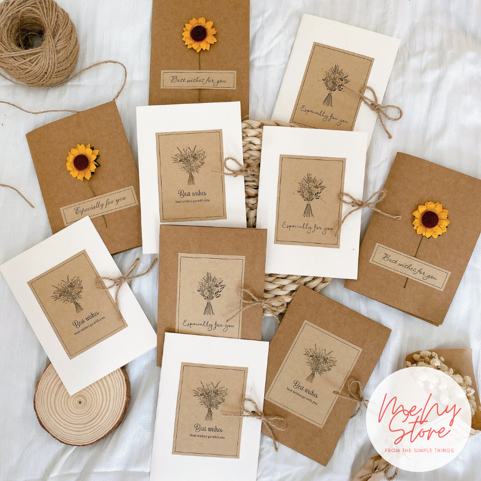 Thiệp giấy kraft handmade phong cách vintage, thiệp quà tặng chúc mừng ...