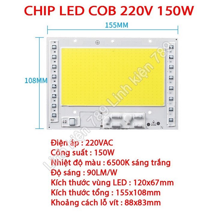 Chip LED COB 220V 150W Chip LED 5054 sáng trắng B33 | Shopee Việt Nam