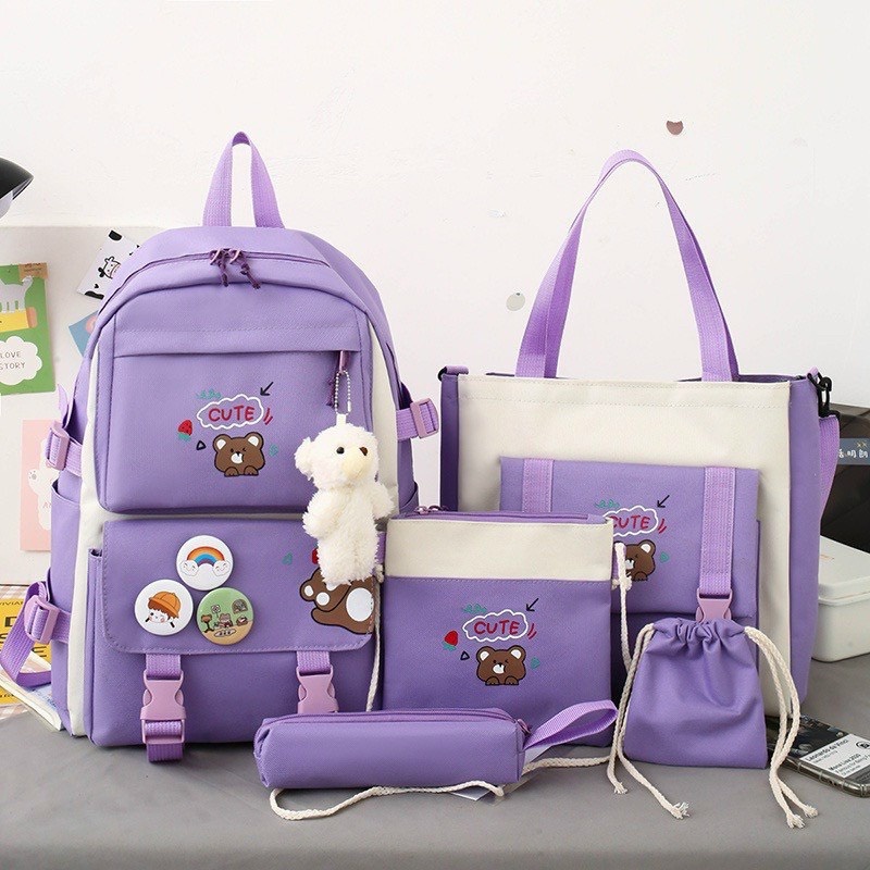 Combo Balo CUTE 4 Món Đi Học, Balo Thời Trang - SET GẤU CUTE Dành Cho ...