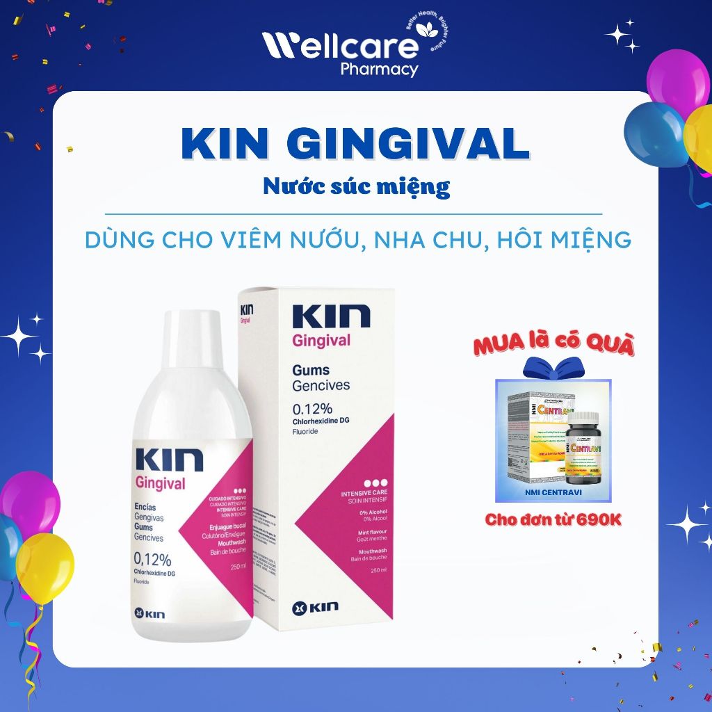 Nước súc miệng Kin Gingival [Chính hãng] - Chai 250ml Ngừa viêm nướu ...