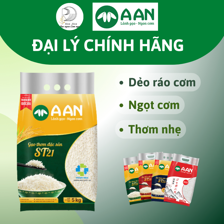 Gạo Thơm ST21 A AN túi 5Kg - Gạo dài, dẻo, thơm ngon - Rice&Rice ...