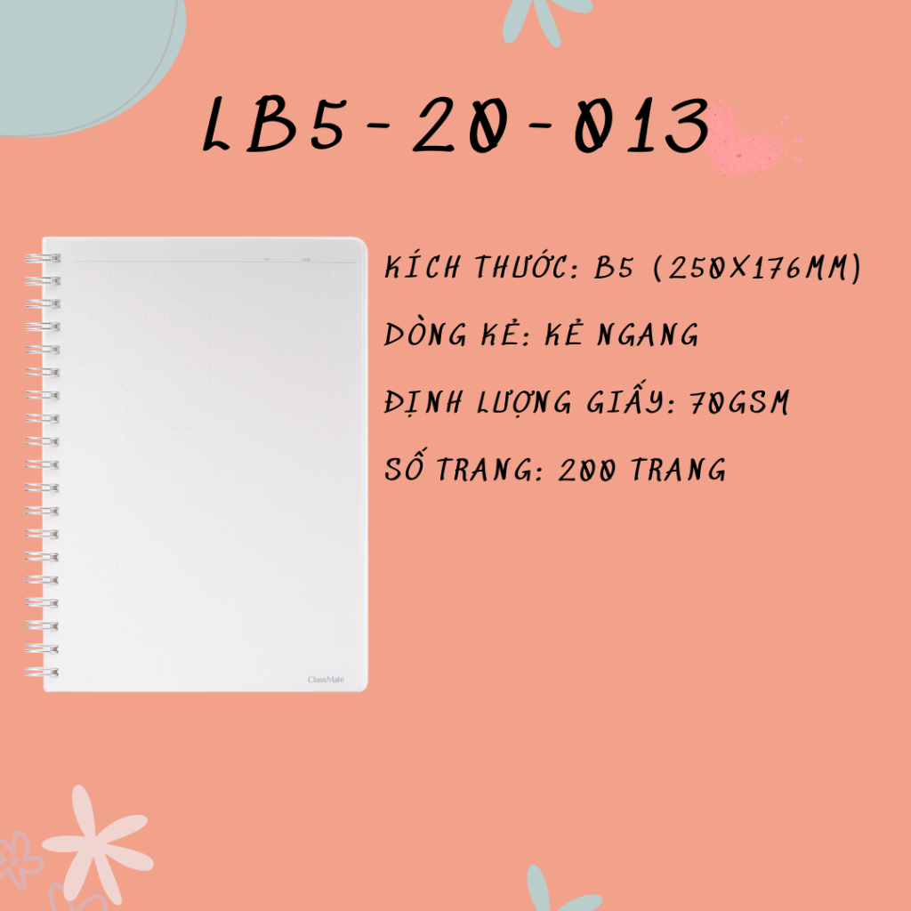 Sổ Lò Xo Đôi Classmate 200 Trang Bìa Nhựa Trong Chống Nước Kích Thước A5/B5 Kẻ Ngang, Kẻ Chấm ...