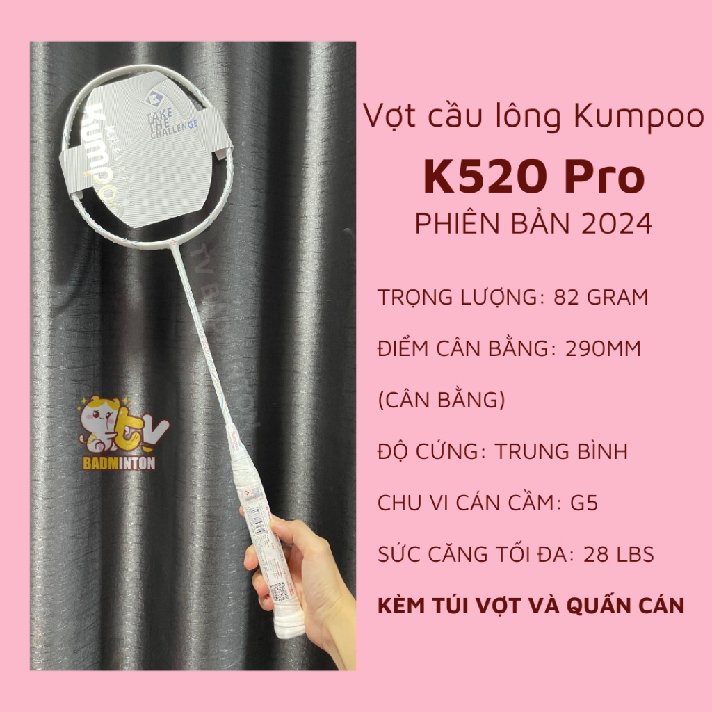 [MẪU MỚI 2024] Vợt Cầu Lông Kumpoo Power Control K520 Pro Trắng - Xách Tay | Shopee Việt Nam