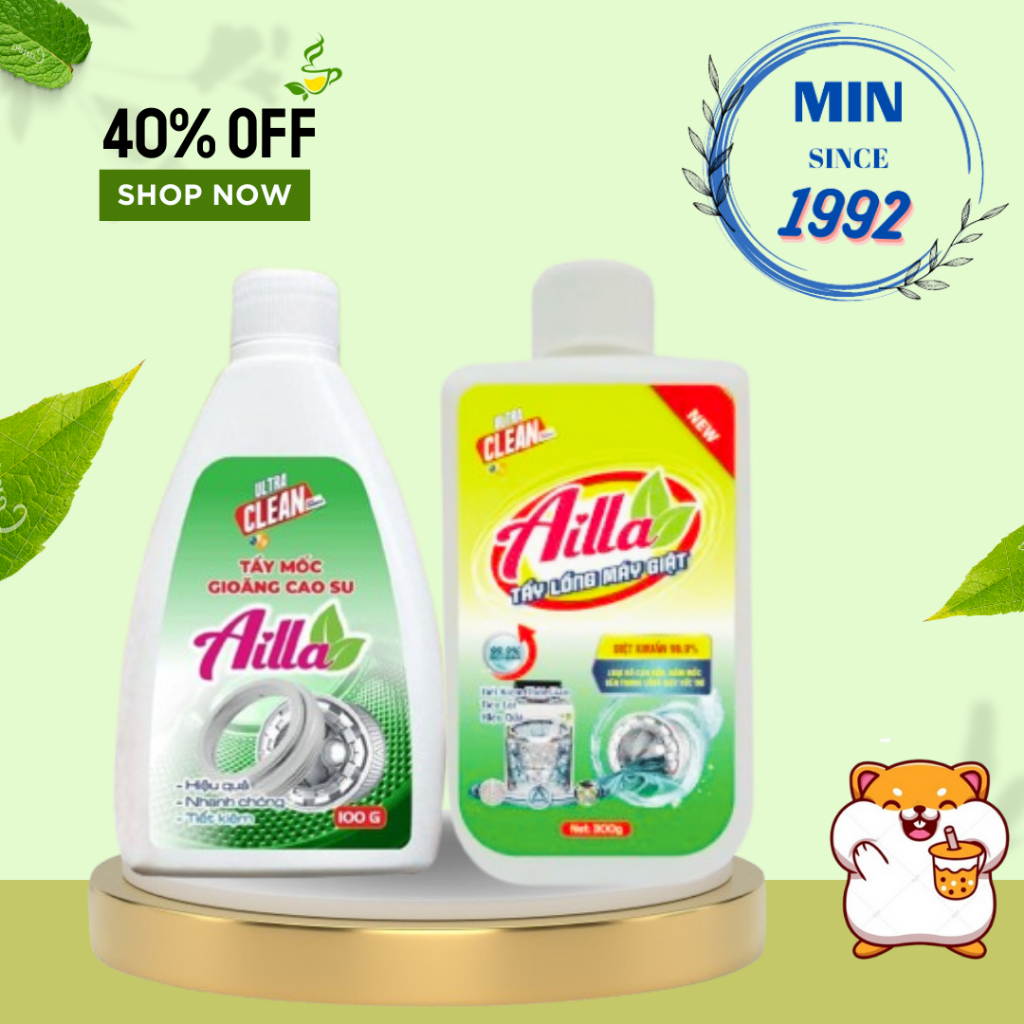 COMBO Siêu tẩy lồng máy giặt Ailla 300G + tẩy gioăng cao su Ailla 100G ...