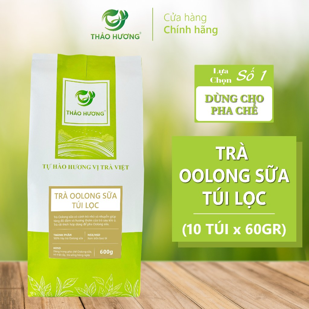 Trà Oolong Sữa túi lọc thương hiệu Thảo Hương 600g (10 túi x 60g) - Pha trà trái cây, Oolong sữa ...