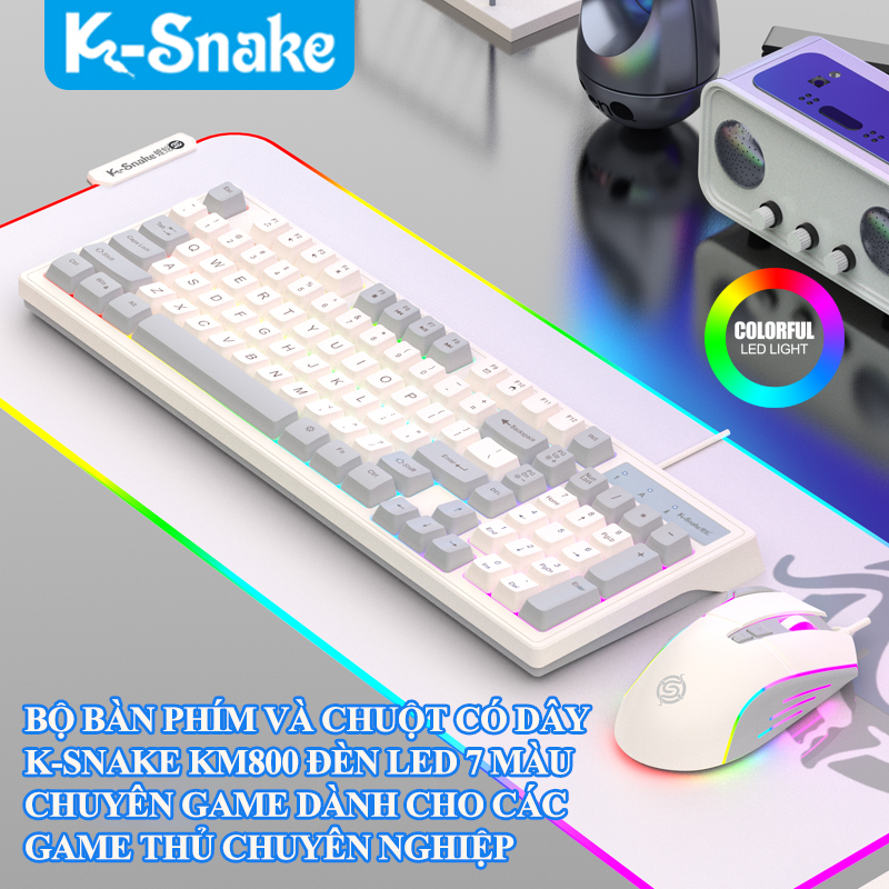 Bộ bàn phím và chuột có dây K-SNAKE KM800 chuyên game đèn led 7 màu chớp nháy cực đẹp | Shopee ...