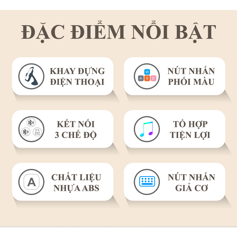 Bàn phím không dây K-SNAKE K100 kết nối không dây 3 chế độ Bluetooth và ...