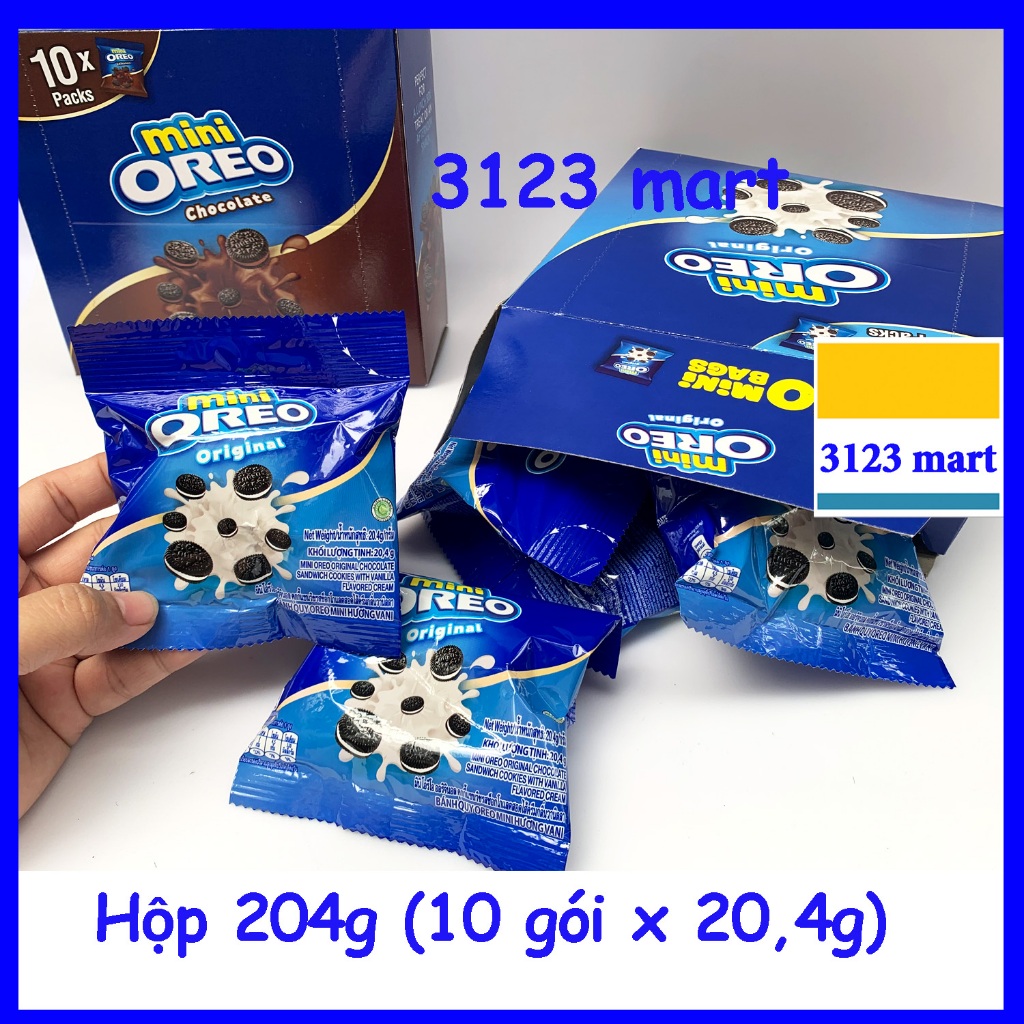 (hsd 12/2025->01/2026) Bánh quy kẹp kem mini OREO hộp 204g có 10 gói nhỏ, GÓI 61,3g. | Shopee ...