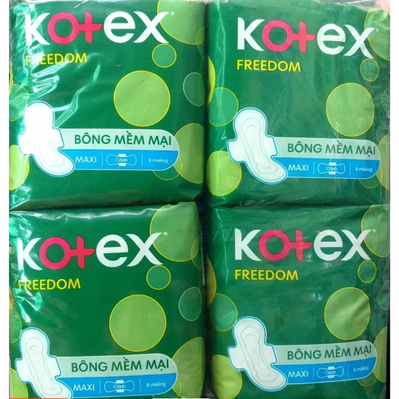 [ Combo 8 gói ] Băng vệ sinh Kotex Freedom mặt bông dày Có cánh/ không ...