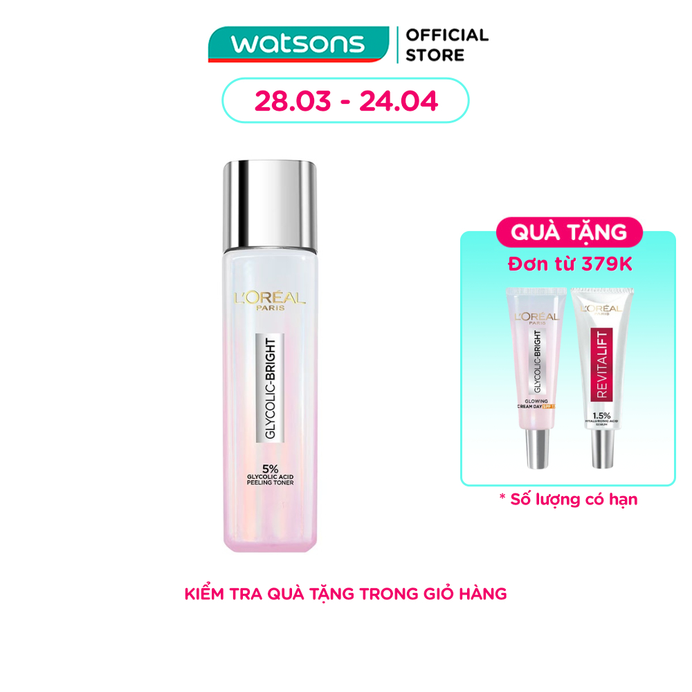 Nước Dưỡng L'oreal Paris Glycolic-Bright Glowing Peeling Toner 128ml | Shopee Việt Nam