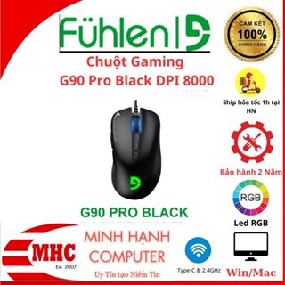Chuột Gaming Fuhlen G90 Pro X Black -DPI 8000 - Có App Chỉnh Marco -Led ...