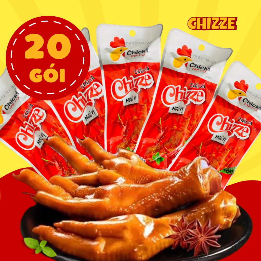 [Combo 20] Chân Gà Chizze 50g Loại To Cay Cay, Dai Giòn Ngon Đậm Vị ...