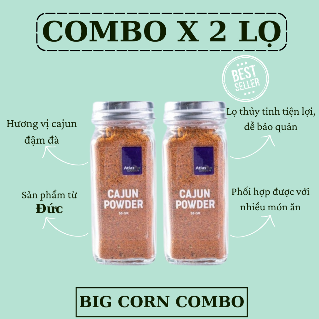 [COMBO 2 LỌ] Bột Gia Vị Cajun Powder Atlas Garden, Lọ 55g | Shopee Việt Nam