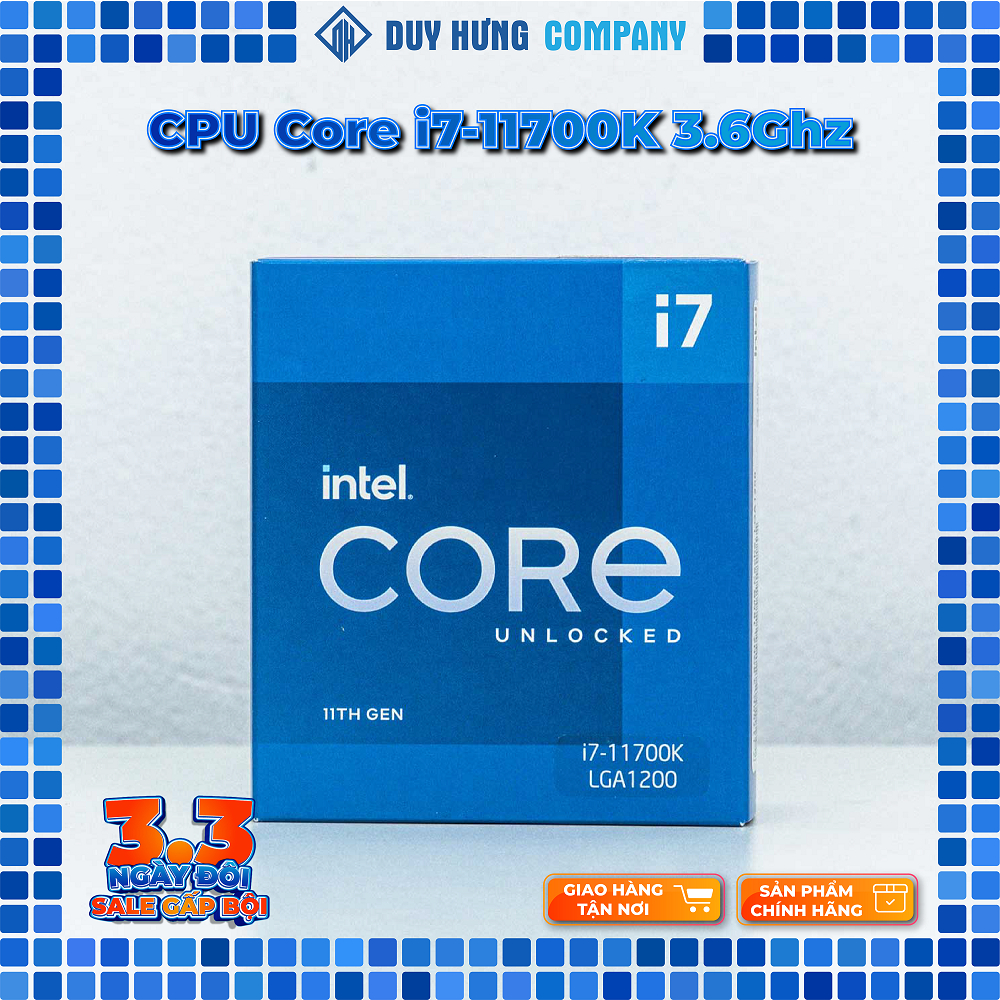 CPU Core i7 11700K (3.6GHz turbo up to 5Ghz, 8 nhân 16 luồng, 16MB ...