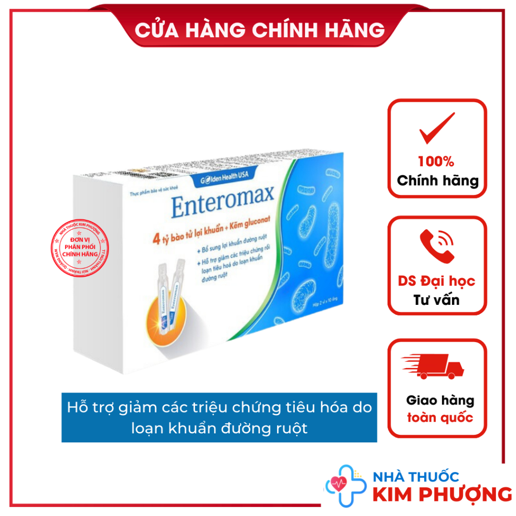 Men ống Vi sinh ENTEROMAX (4 tỷ lợi khuẩn + Kẽm)-CÂN BẰNG HỆ VI SINH ...