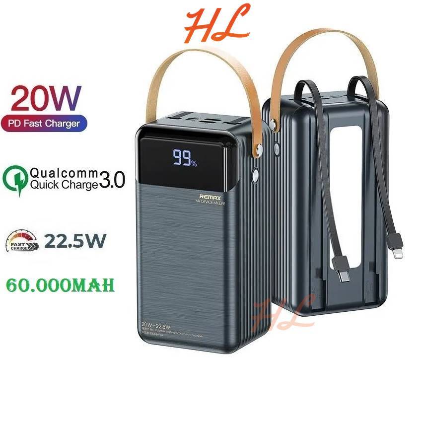 Pin Dự Phòng Sạc Nhanh Remax RPP-565 60000mAh - Hỗ Trợ QC3.0 18W, VOOC 22.5W, PD20W - Hunglongpc ...
