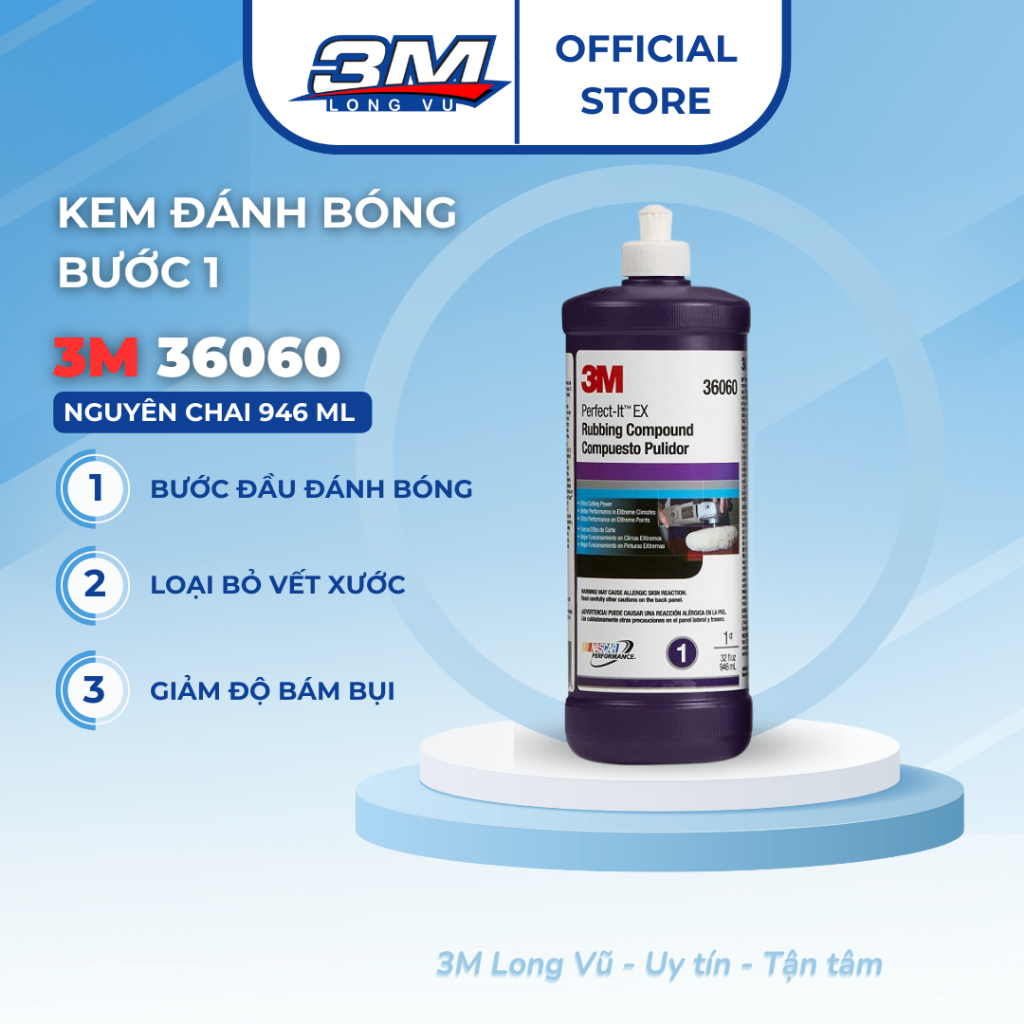 Dung dịch đánh bóng bước 1 3M PN36060 PERFECT-IT EX RUBBING COMPOUND -946ml - 3M Long Vu ...