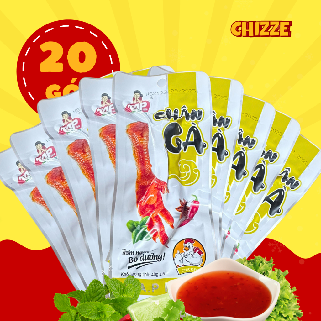 [Combo 20] Chân Gà T.A.P Food 40g Dai Giòn Thơm Cay Vị Tứ Xuyên, CHIZZE ...