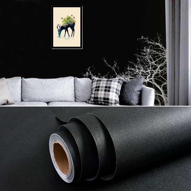 (120cmx50cm) Decal dán tường màu đen nhám dán bàn tủ điện thoại, giấy ...