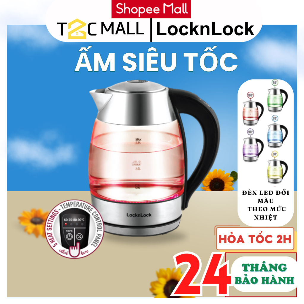 Ấm Thủy Tinh Siêu Tốc LocknLock 1.8L Đèn Màu Theo Mức Nhiệt Lock&Lock ...