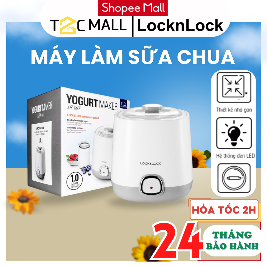 Máy Làm Sữa Chua LocknLock 1L Nắp Nhựa Trong Suốt Lên Men Tự Động Lock ...