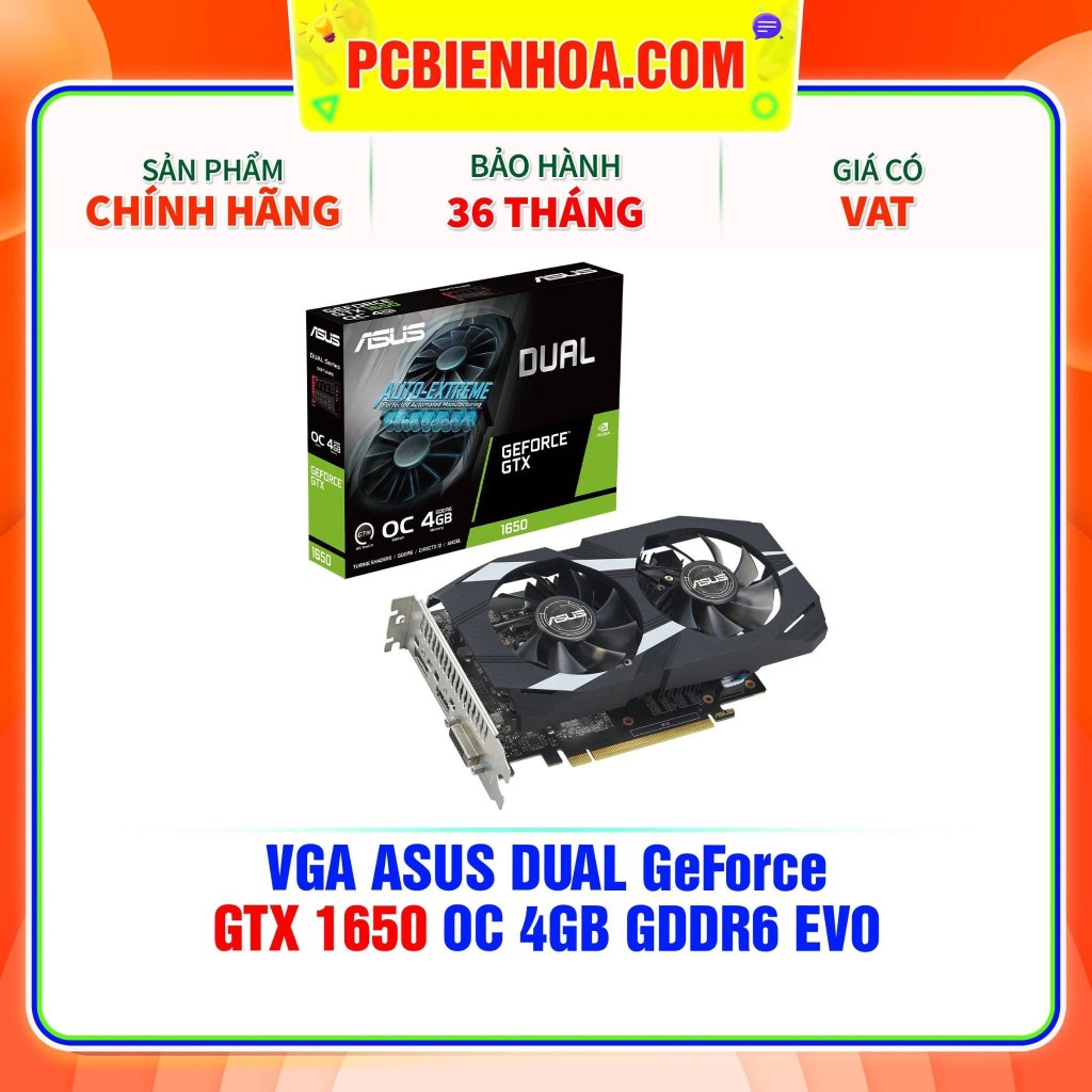 VGA ASUS DUAL GEFORCE GTX 1650 OC 4GB GDDR6 EVO ( DUAL-GTX1650-O4GD6-P-EVO )-36T | Shopee Việt Nam