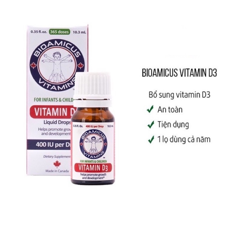 Vitamin D3 BioAmicus 400IU/giọt 10 ml nhập khẩu nguyên hộp từ Canada ...