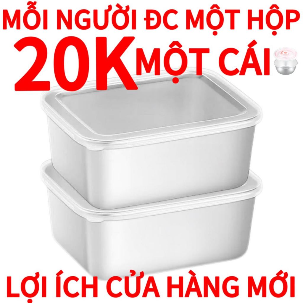 hộp inox chống rỉ cao cấp kèm nắp nhựa bảo quản thực phẩm tủ lạnh đa ...