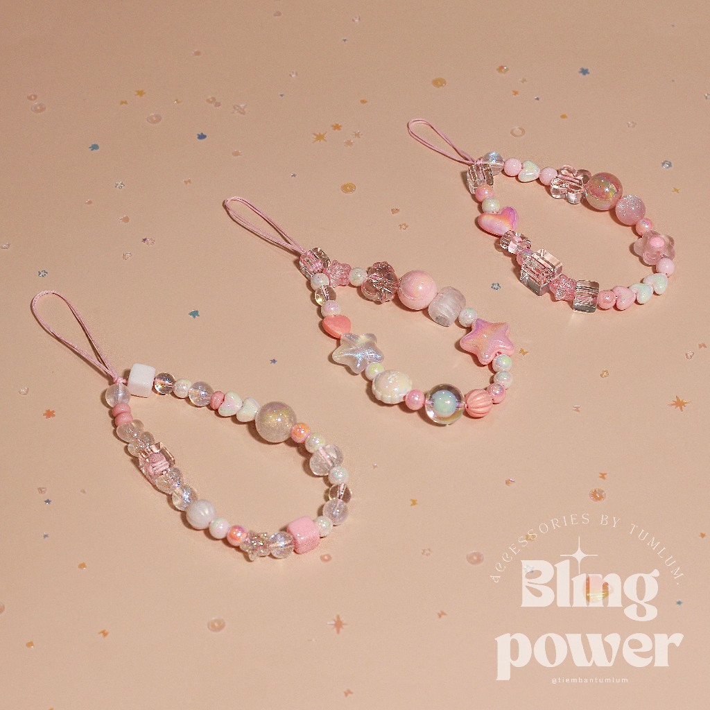 Dây đeo điện thoại charm cao cấp Super Bling tone hồng - BLING POWER ...