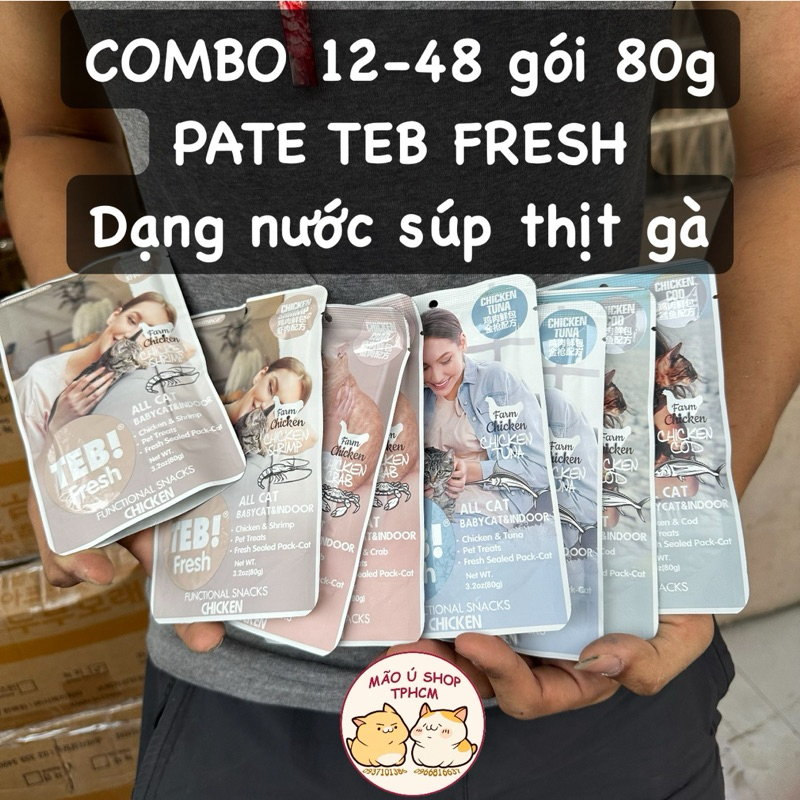 [COMBO 12-48 GÓI 80G] PATE TEB FRESH - PATE SỐT NỀN GÀ CHO MÈO MỌI LỨA ...