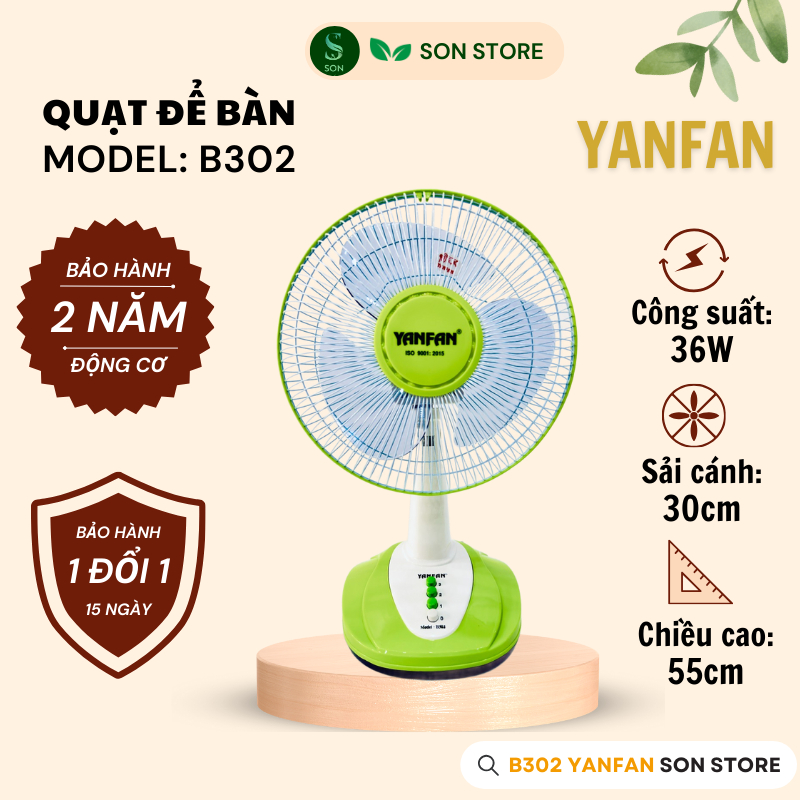 Quạt Bàn B302 YANFAN Động Cơ Motor Dây Đồng, 36W Hàng Chính Hãng ...