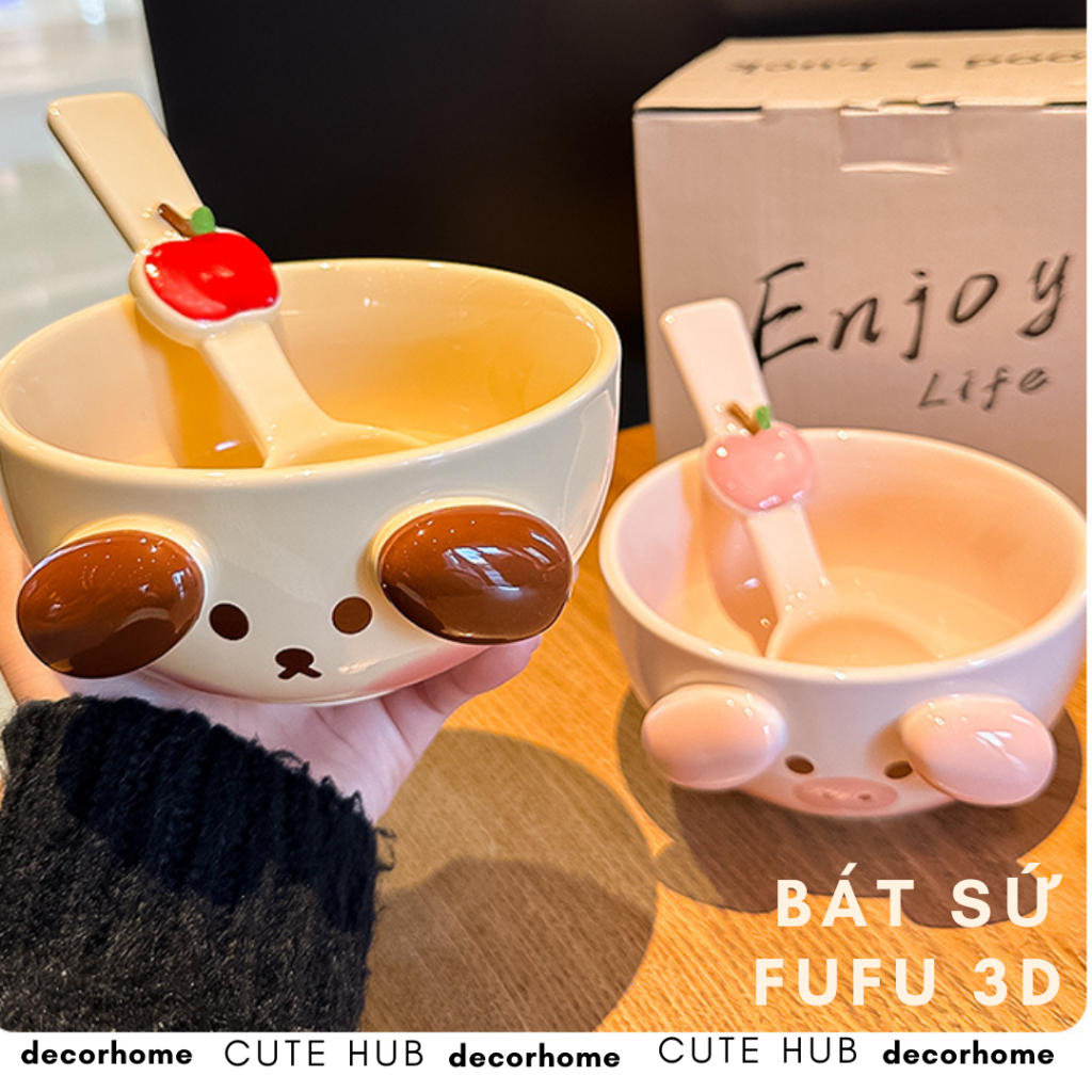 Bát sứ cute bát ăn dặm, ăn ngũ cốc Fufu dễ thương | Shopee Việt Nam