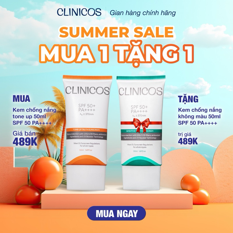 [MUA 1 TẶNG 1] KEM CHỐNG NẮNG CLINICOS NÂNG TONE/ CHO DA NHẠY CẢM TRUTH ...