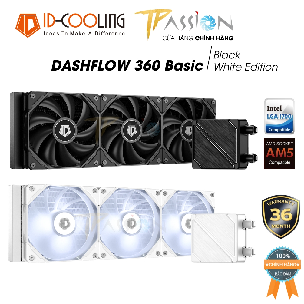 Tản nhiệt nước CPU AIO ID-COOLING DASHFLOW 360 BASIC BLACK / WHITE (Quạt LED Trắng) - Chính hãng ...