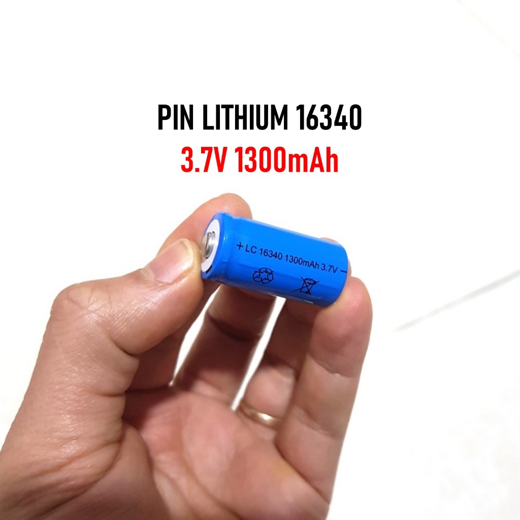 Pin Sạc Lithium 16340 3.7V 1300mAh Dùng Cho Đèn Laze Phi Ống 25.4mm ...